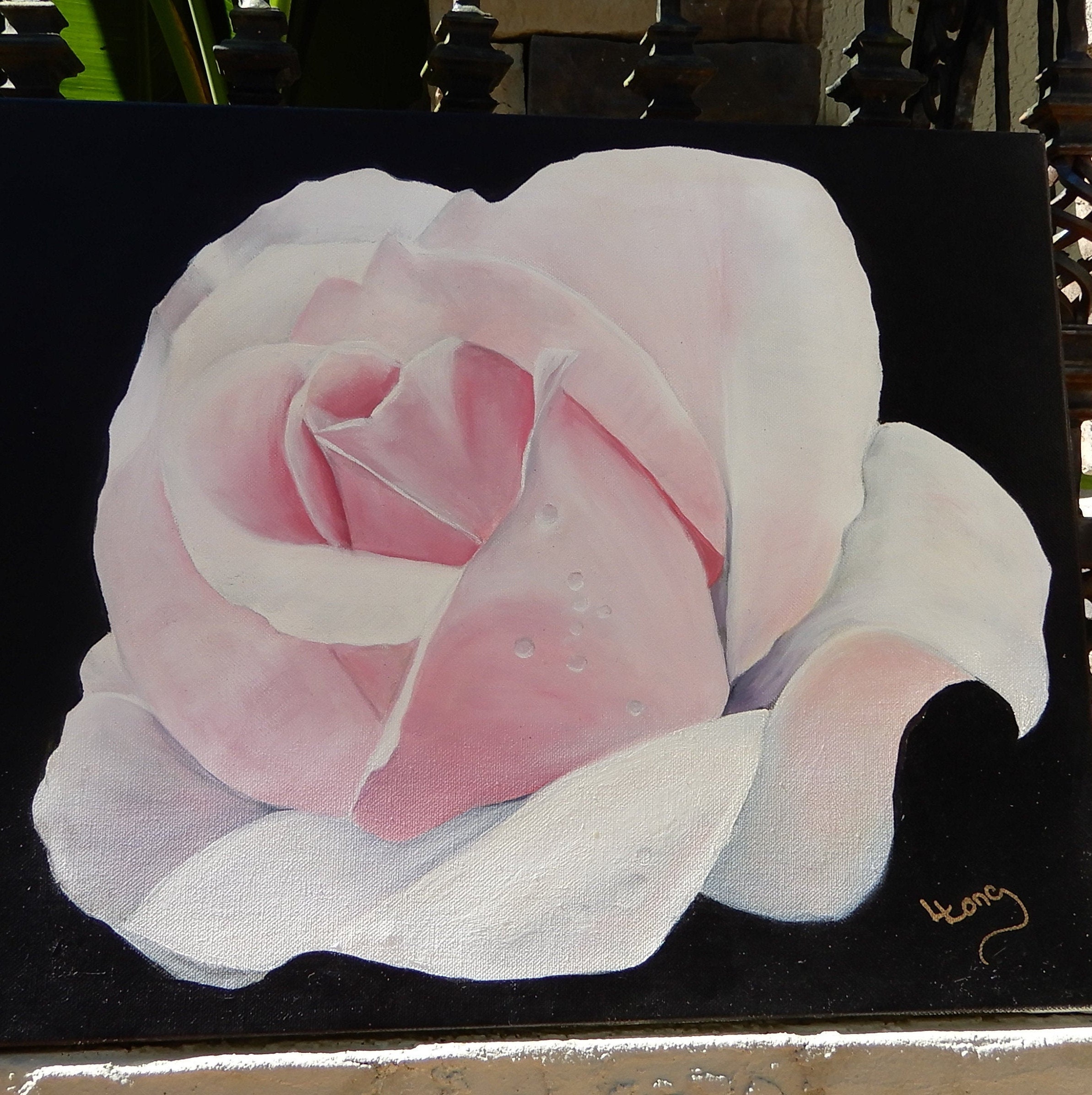 Pink Rose Oil Painting - Etsy