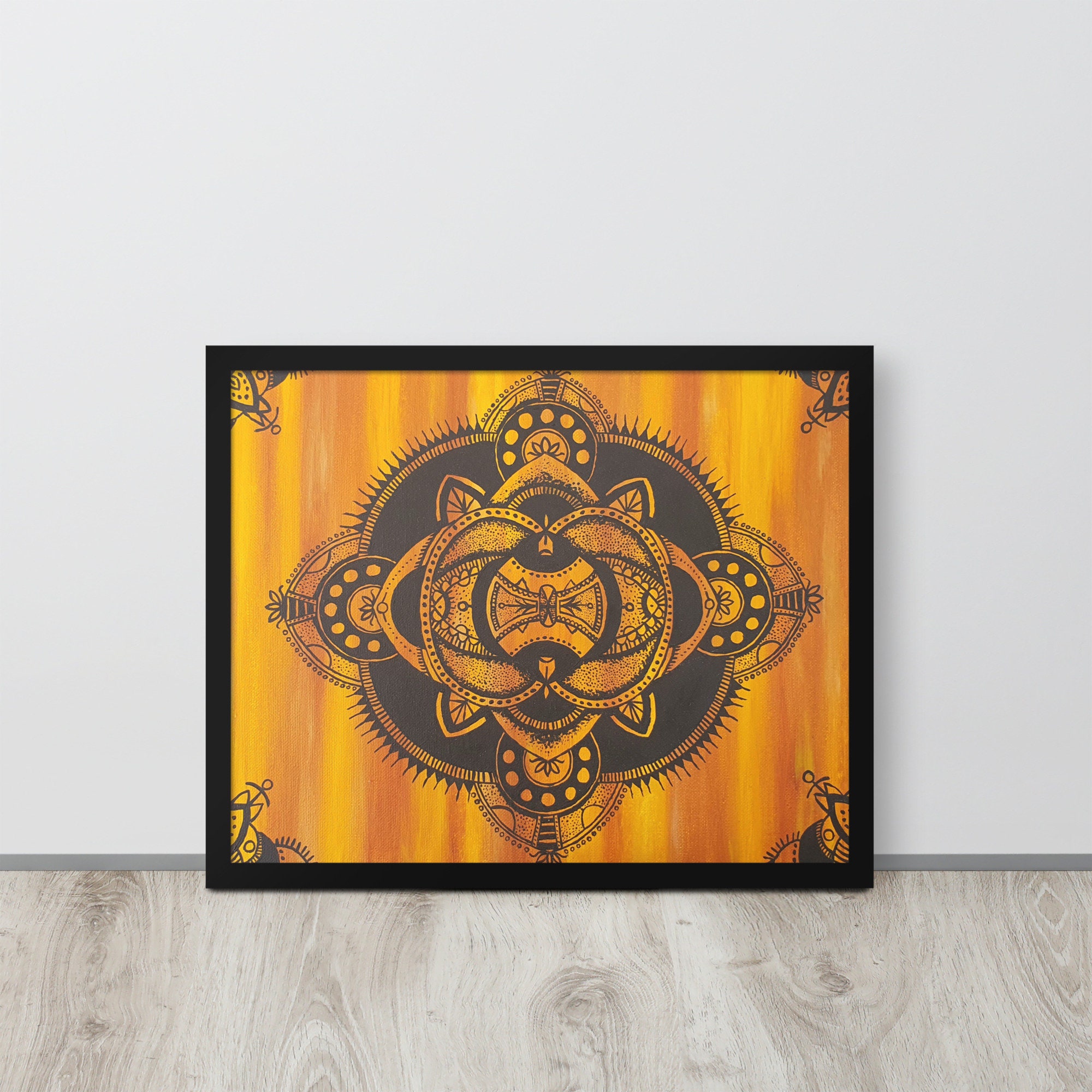 Fire Mandala, Original Framed Art Print by Gros Rouge - Etsy