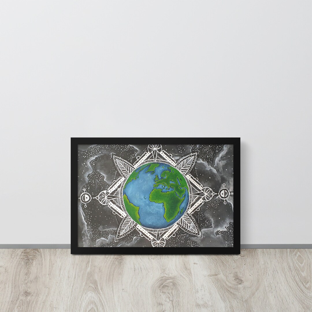 Earth Mandala Framed Original Art Print by Gros Rouge - Etsy