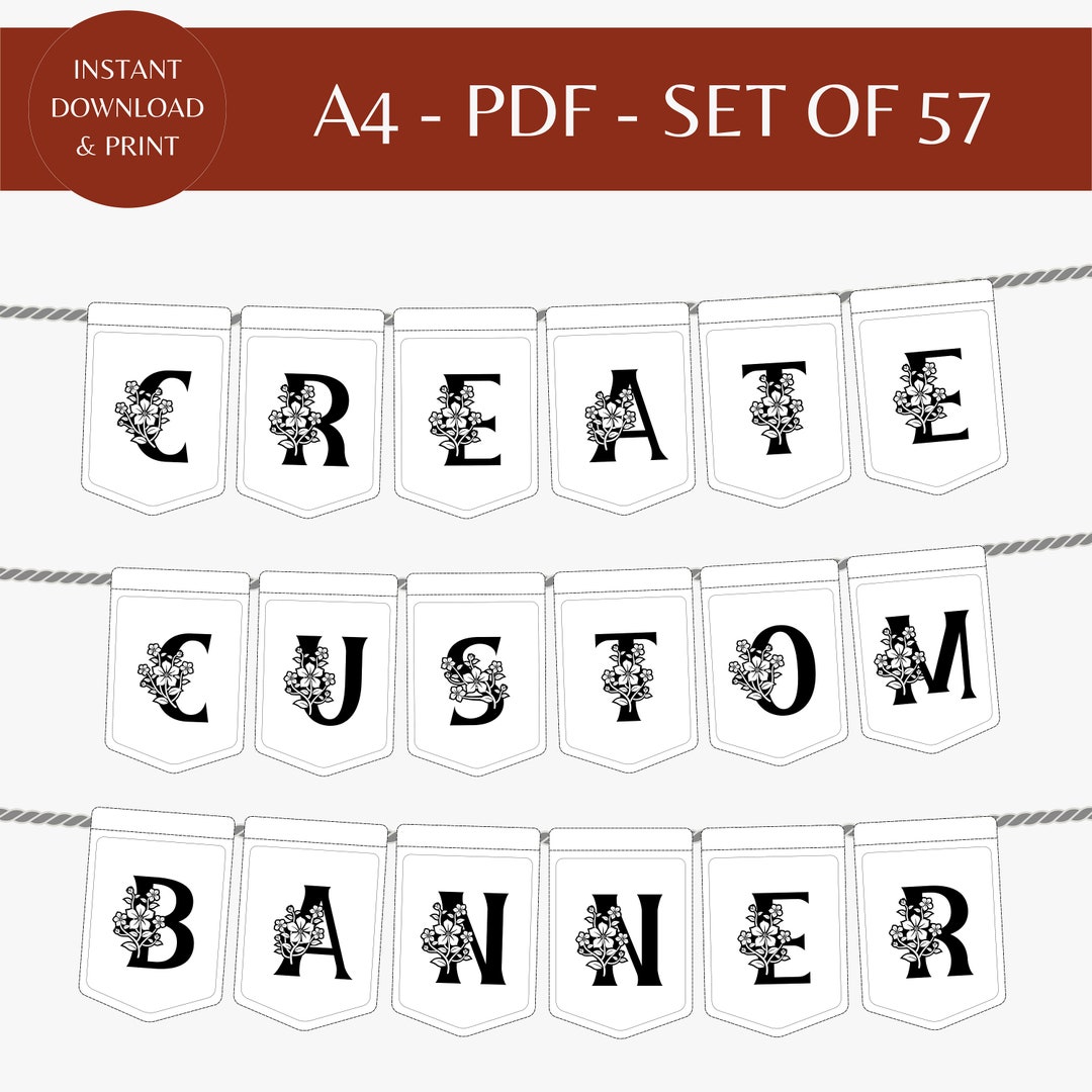 Custom Printable Banner Black and White Event Decoration Instant ...