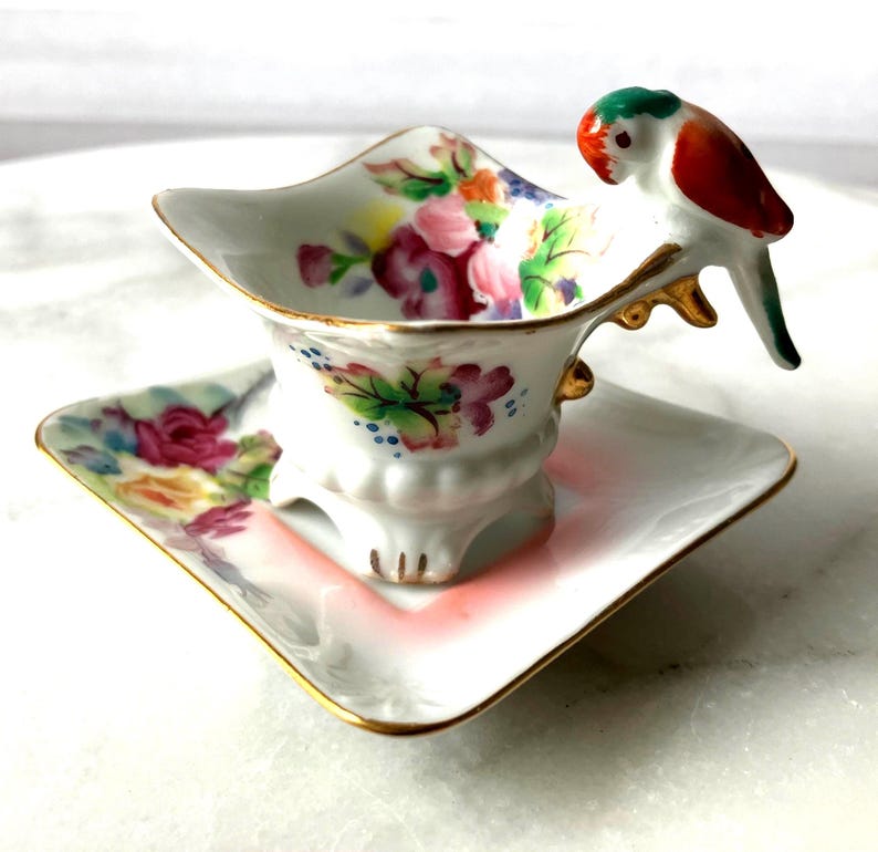 Miniature Tea Cup With Parrot Handle - Etsy