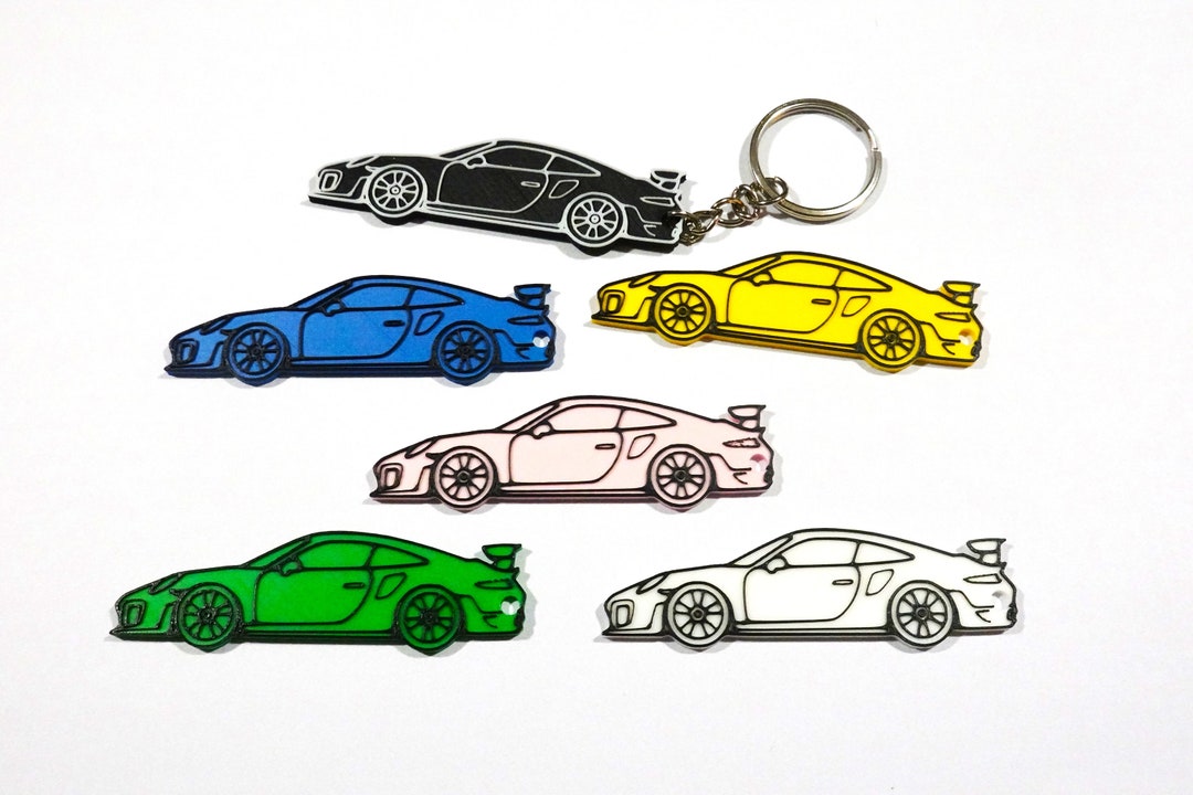 Porsche 911 GT3 RS Keychain + Wireframe Model (wall Mounted) + Magnet ...