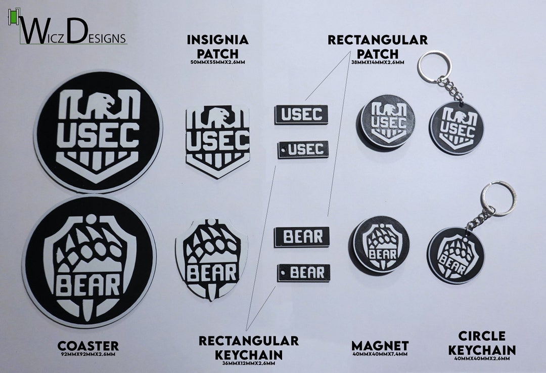 Escape From Tarkov Keychains, Magnets, Coasters, and Patches EFT USEC BEAR Airsoft Patches ...