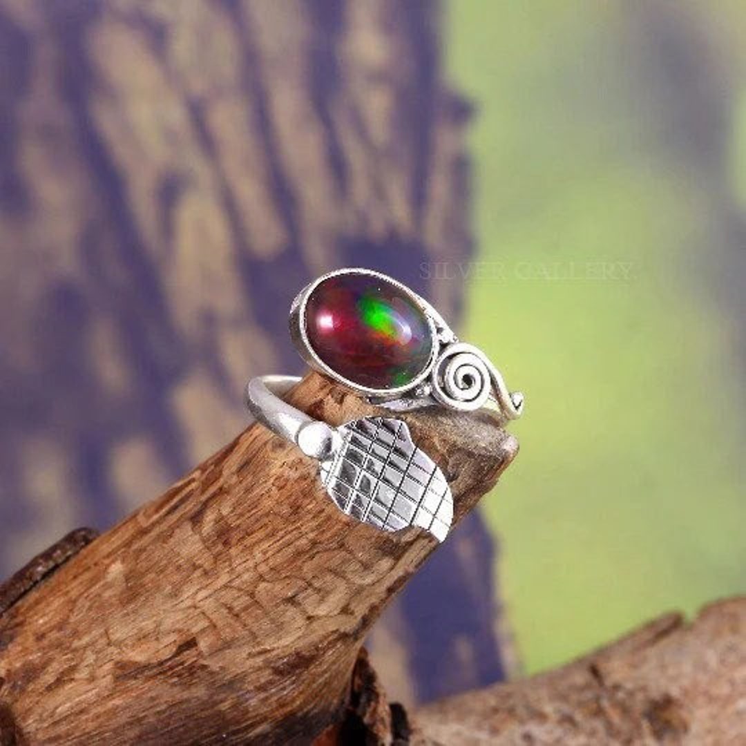 Natural Ethiopian Opal Gemstone Ring solid 925sterling Silver Ring Opal ...