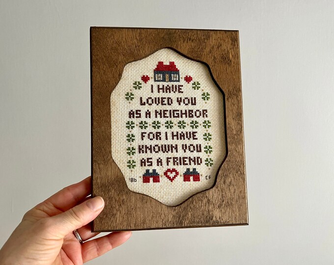 Vintage Friend Neighbor Cross Stitch With Wooden Frame, '86 - Etsy