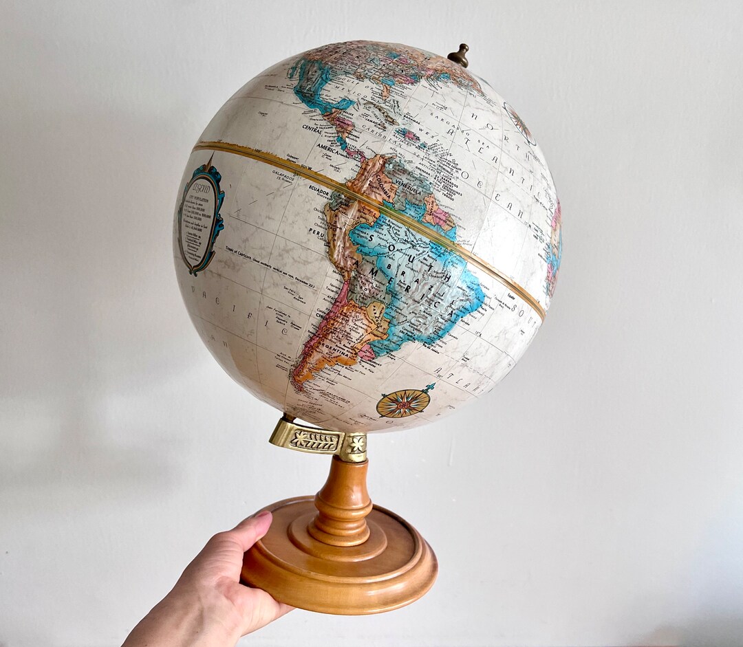 12 Replogle World Classic Globe Leroy M. Tolman, Wood Base, Raised ...