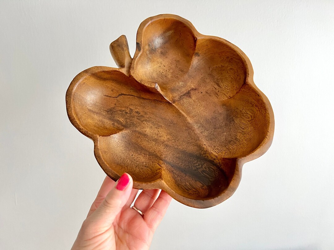 Vintage Wooden Hand Carved Leaf Shape Dish/tray - Etsy