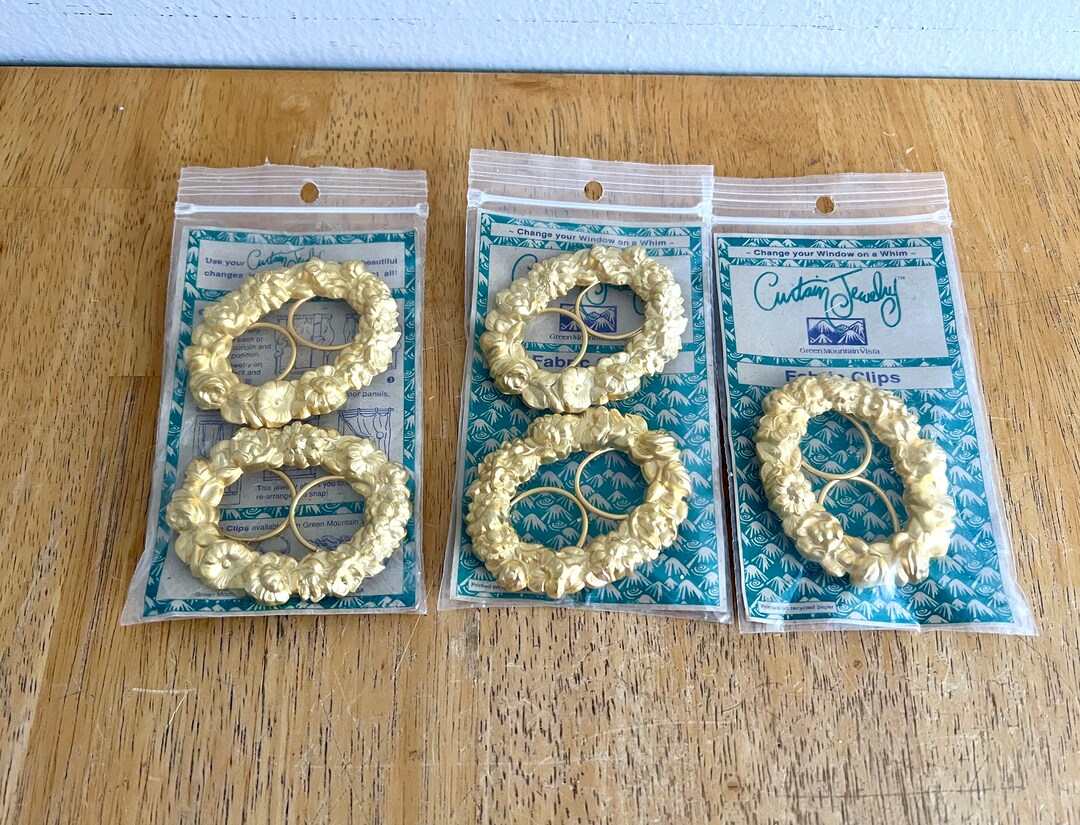 5 Gold Metal Floral Pattern Curtain/drapery/fabric Clips - Etsy