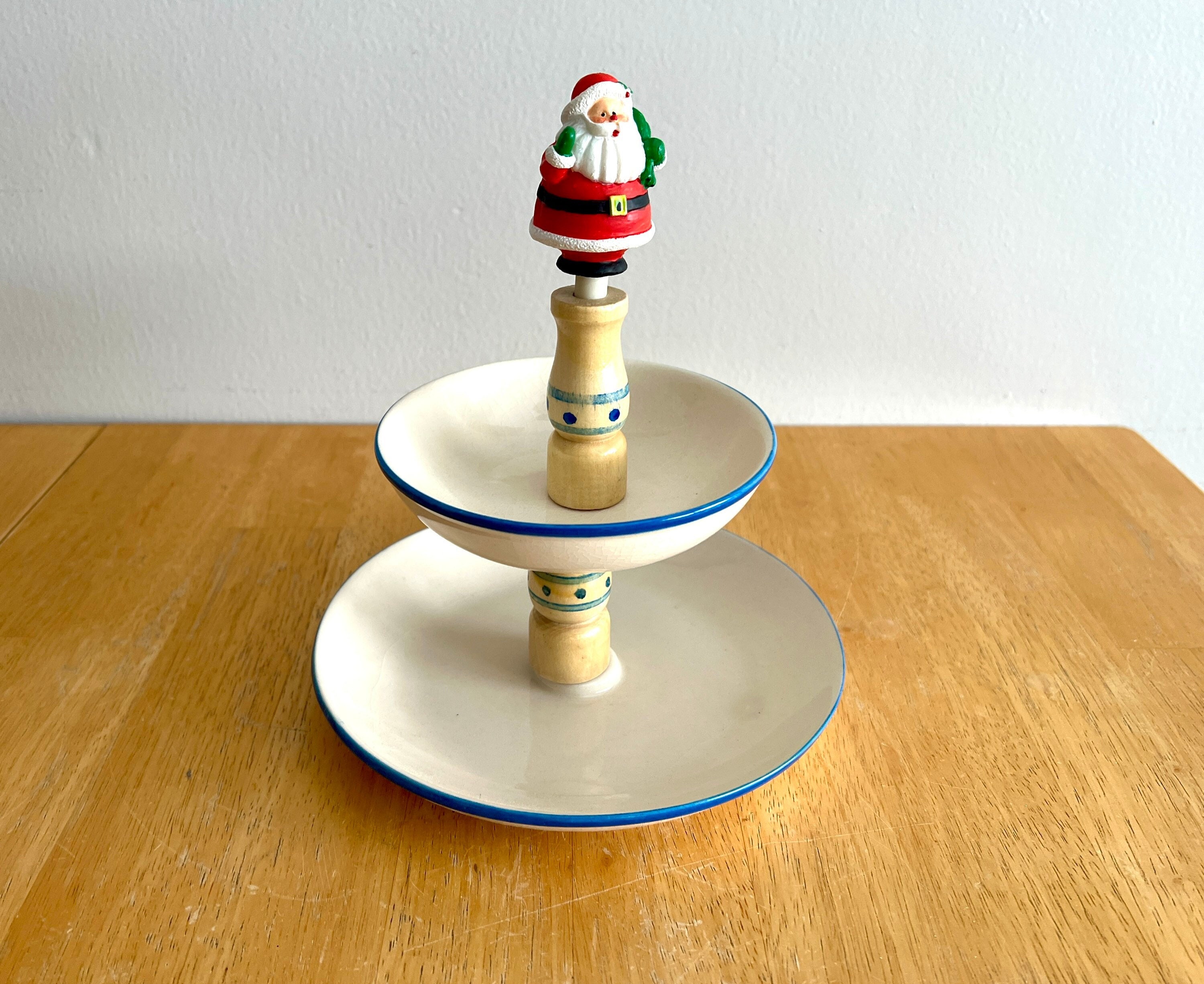 Vintage Ceramic 2 Tier Tray Stand With 3 Pcs Interchangeable - Etsy