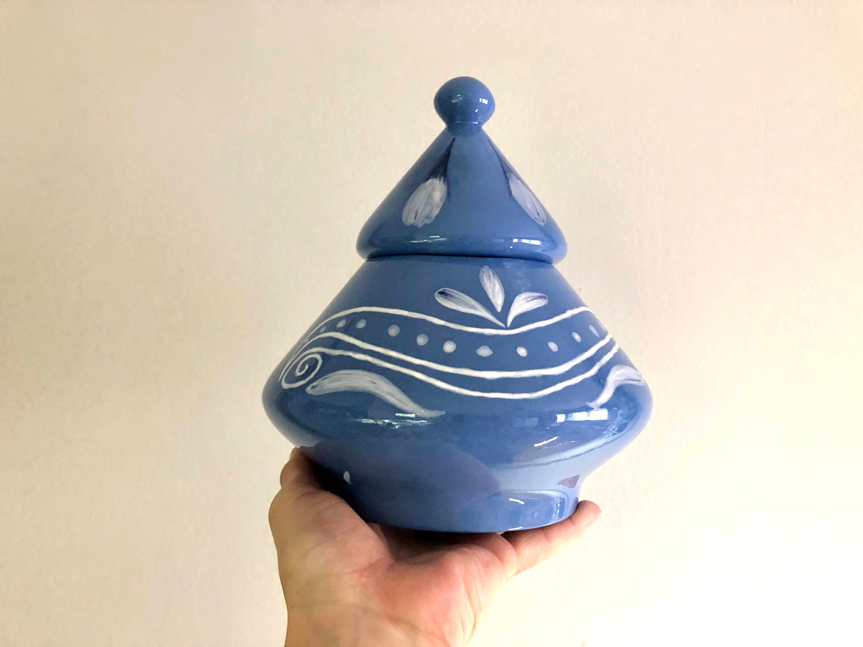 Blue Hand Painted Ceramic Lidded Jar Ginger Jar Style - Etsy