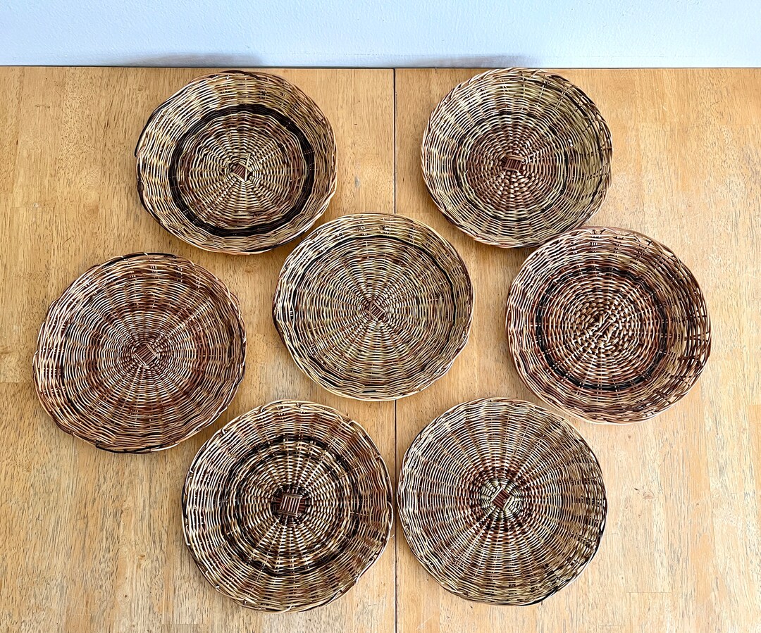 7 Woven Wicker Paper Plate Holders, Paper Plate Chargers, Wall Hanging ...