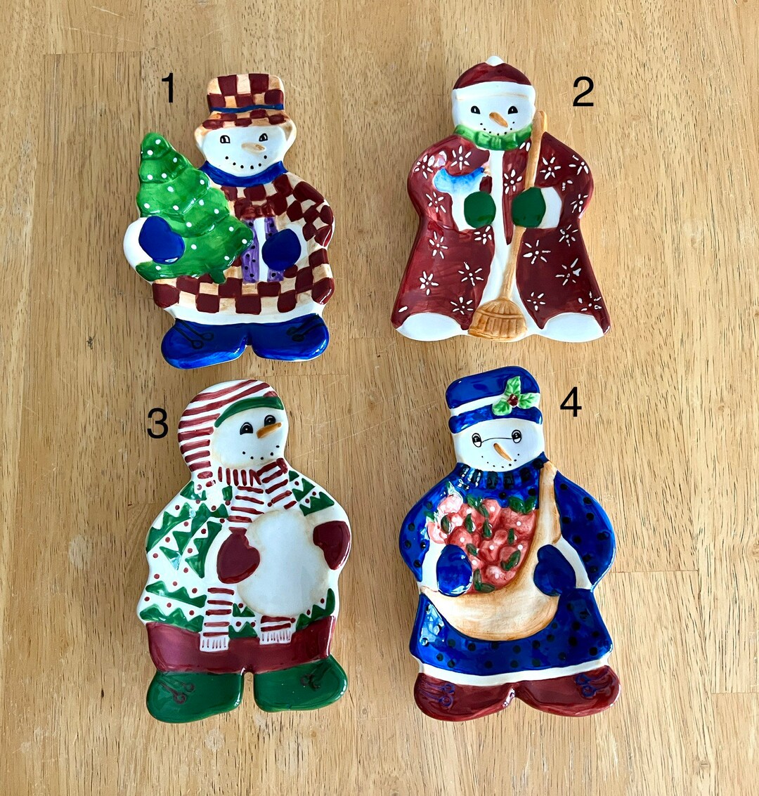 ONE Hand Painted Snowman Ceramic Trinket Dish by Block, Snow People by ...