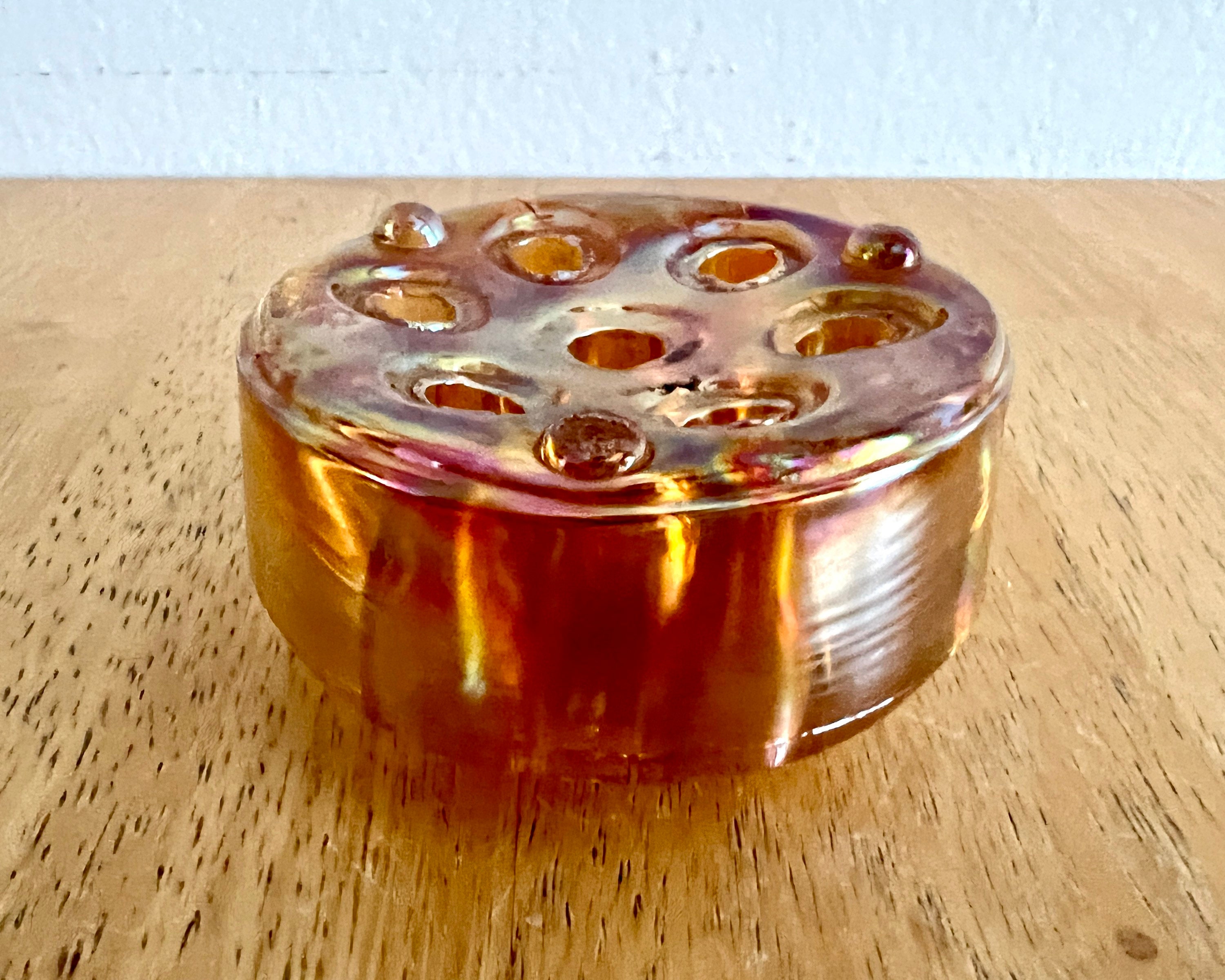 Vintage Marigold Carnival Glass Flower Small Frog 7 Hole - Etsy