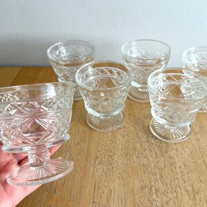 6 Hazel Atlas Gothic Pedestal Sherbet Glass Cups, Pressed Glass Ice ...