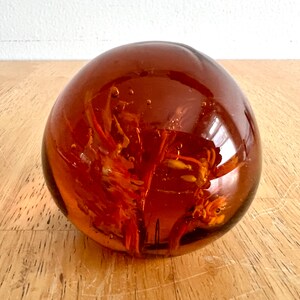 2.5di Amber Glass Ball Paperweight With Floral Design Inside - Etsy