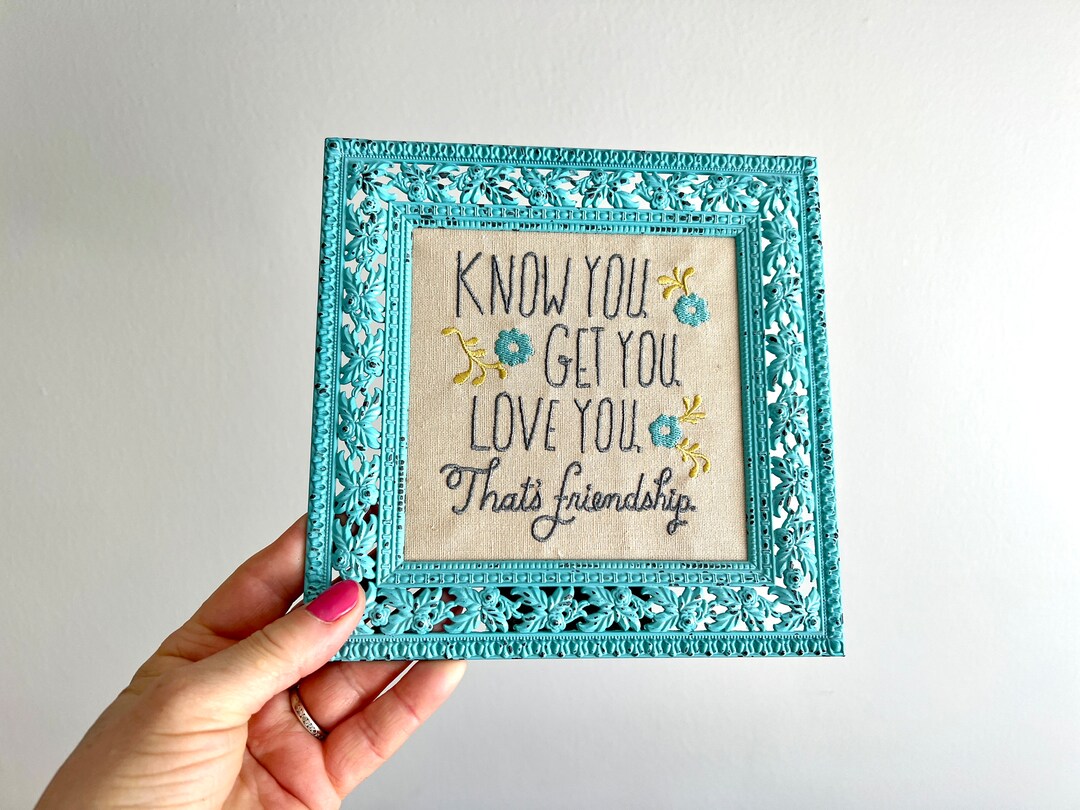 Hallmark Embroidered Saying Friendship in Blue Matal Frame - Etsy