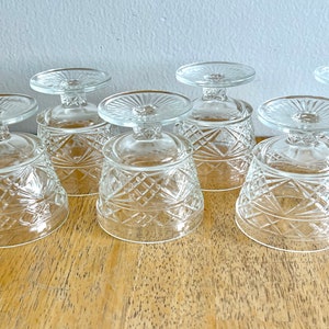 6 Hazel Atlas Gothic Pedestal Sherbet Glass Cups, Pressed Glass Ice ...