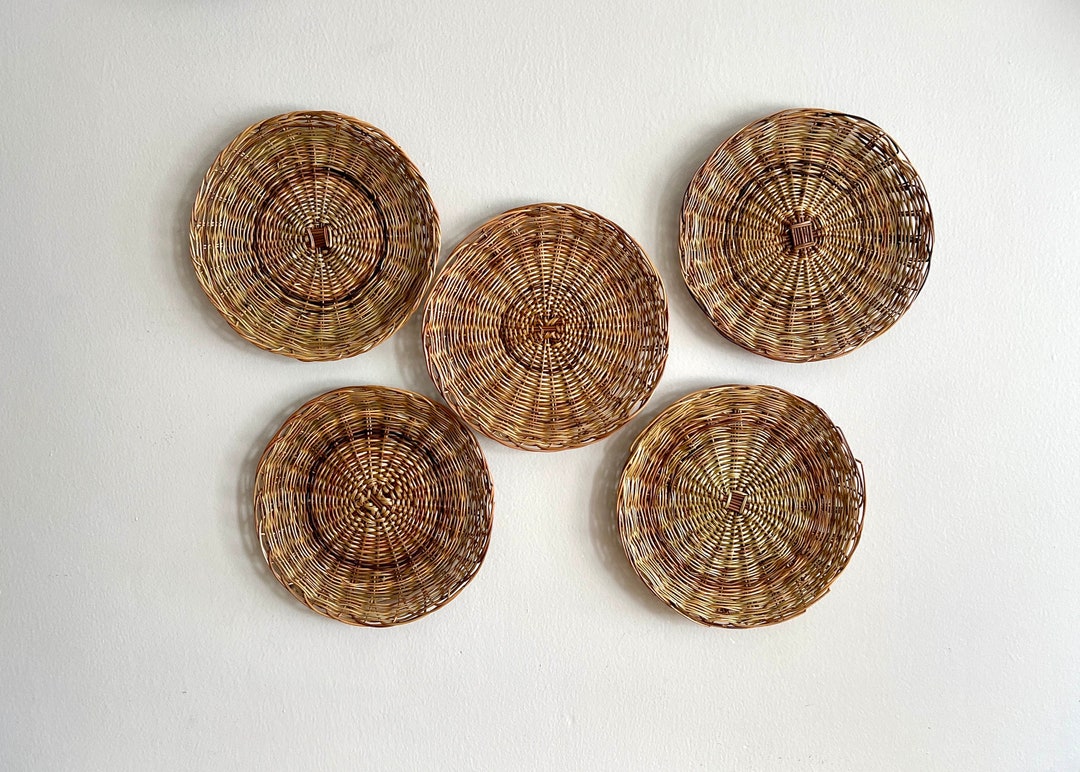 5 Woven Wicker Paper Plate Holders, Paper Plate Chargers, Wall Hanging ...