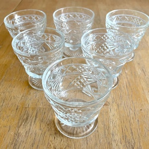 6 Hazel Atlas Gothic Pedestal Sherbet Glass Cups, Pressed Glass Ice ...