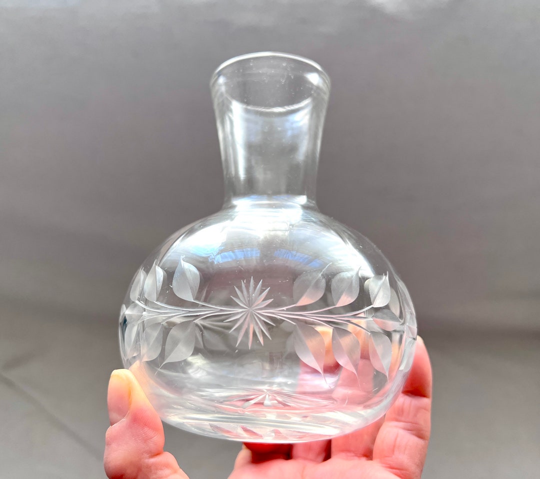 5.75h Clear Optic Etched Glass Bulb Shape Flower Vase - Etsy