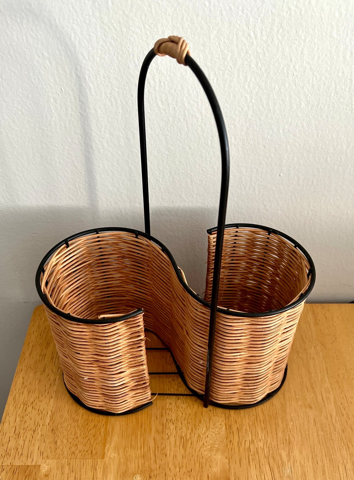 Vintage Metel & Wicker Bottle Carrier Crate Metal Wire and - Etsy