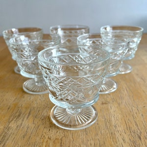 6 Hazel Atlas Gothic Pedestal Sherbet Glass Cups, Pressed Glass Ice ...