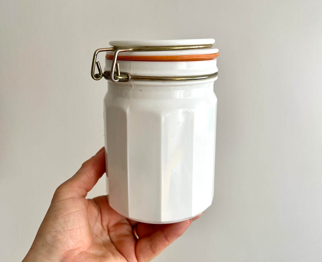 Vintage 22oz Milk Glass 12 Panels Jar Canister With Wire Bail Lid - Etsy