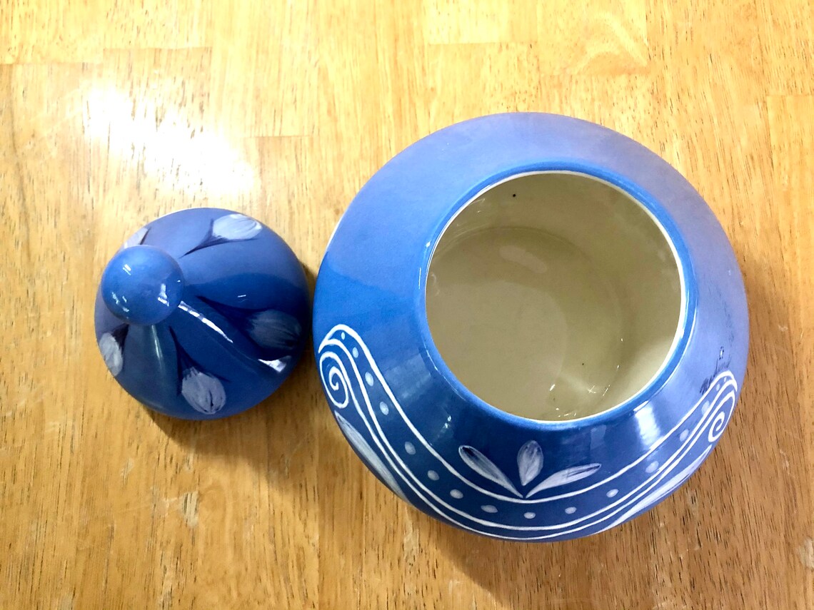 Blue Hand Painted Ceramic Lidded Jar Ginger Jar Style - Etsy