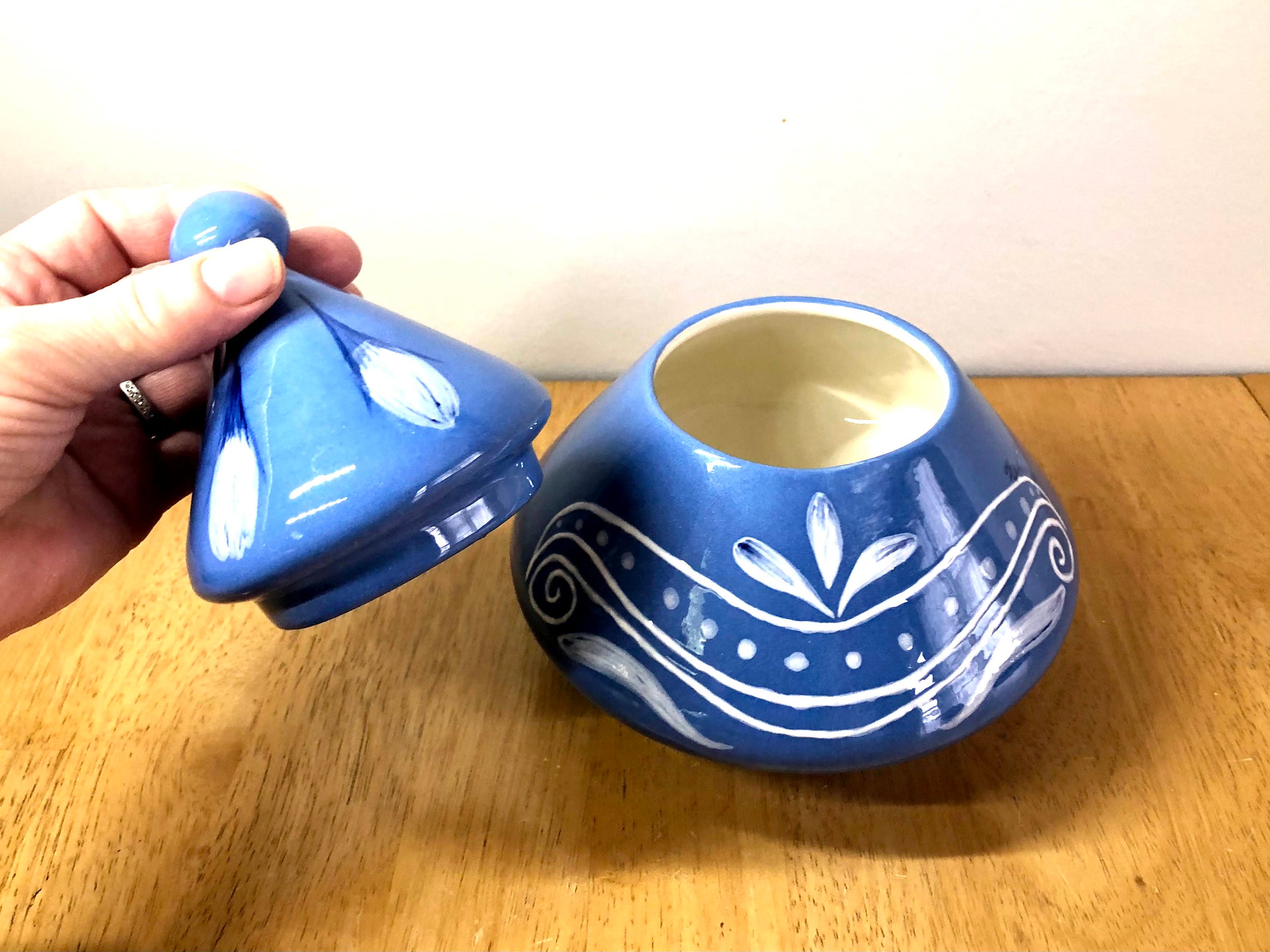 Blue Hand Painted Ceramic Lidded Jar Ginger Jar Style - Etsy