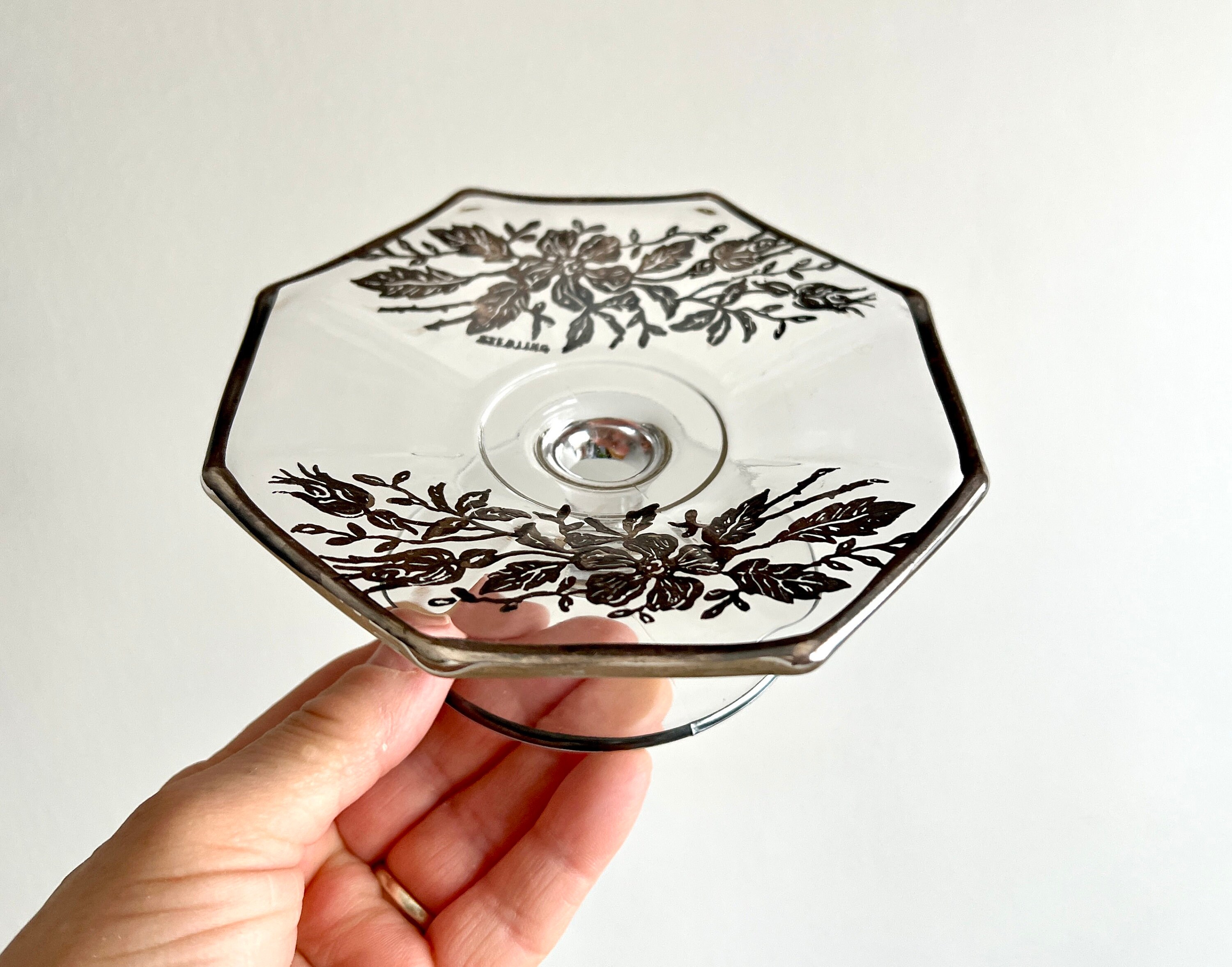 Vintage Sterling Silver Overlay Clear Glass Small Pedestal - Etsy