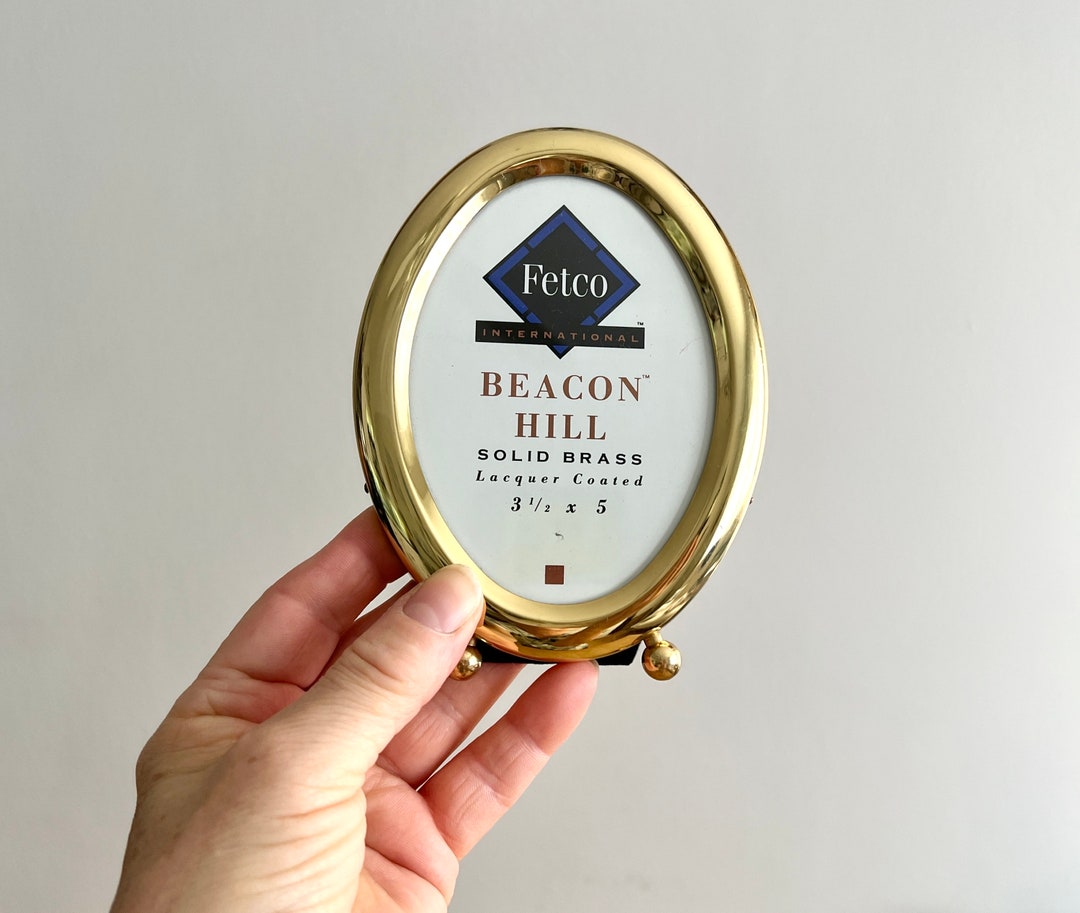 3.5x 5 Solid Brass Oval Footed Standing Photo Frame by Fetco - Etsy