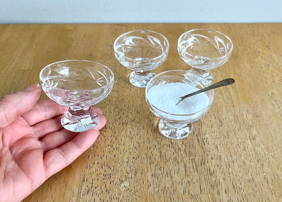 4 Clear Crystal Pedestal Open Salt Cellars - Etsy