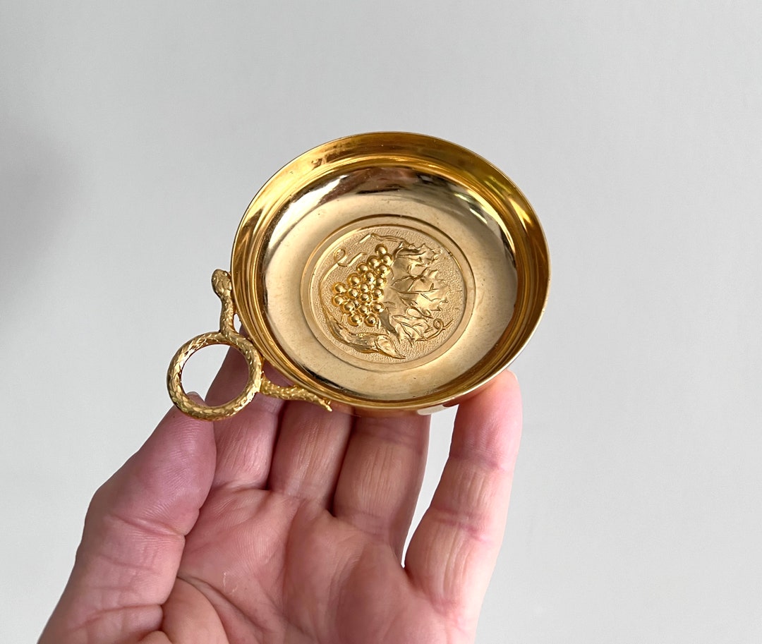3di Gold Metal Wine Taster With Grape & Snake Design, Tastevin, Wine ...