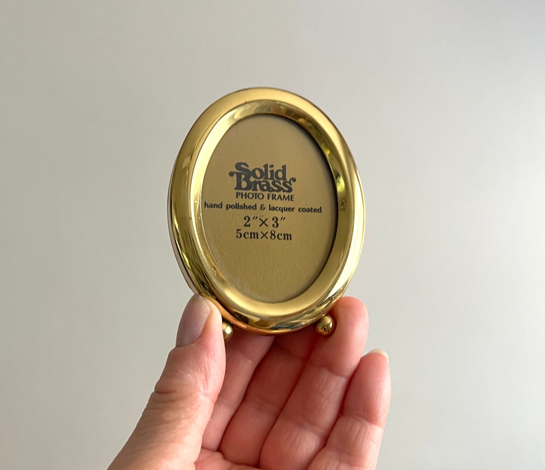 2x 3 Solid Brass Small Oval Footed Standing Photo Frame - Etsy