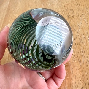 Vandermark Egg Shaped Paperweight, Clear Glass With Purple Flower and ...