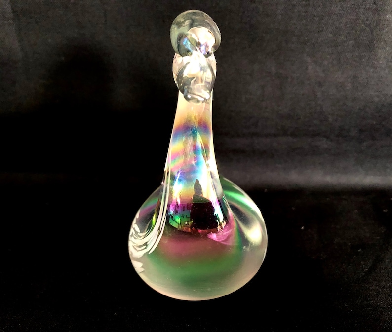 Vintage Iridescent Glass Swan Hand Blown Clear Glass Swan - Etsy