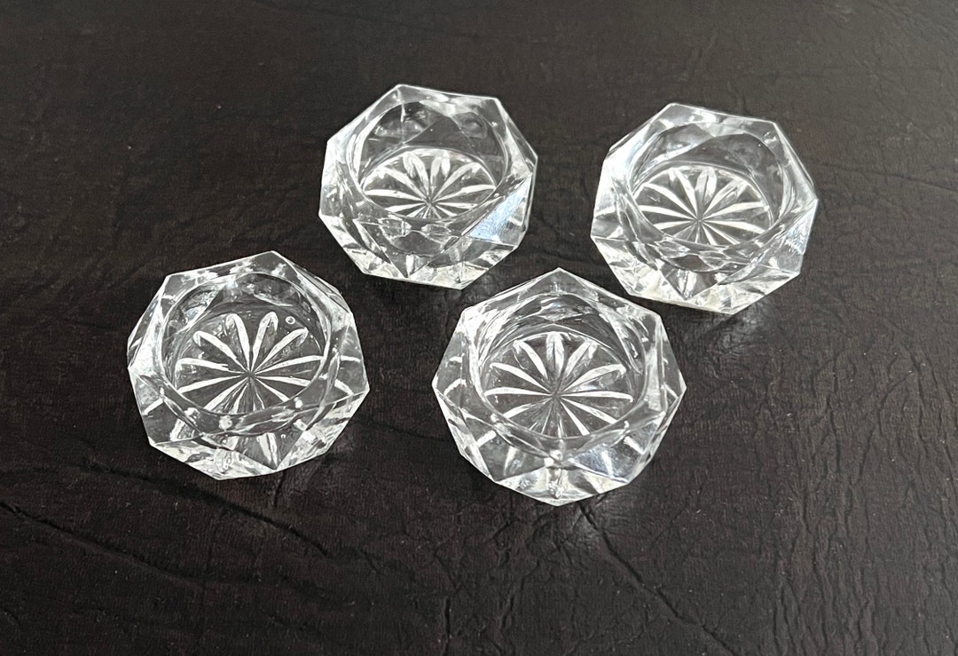 4 Faceted Glass Open Salt Cellar Dishes - Etsy