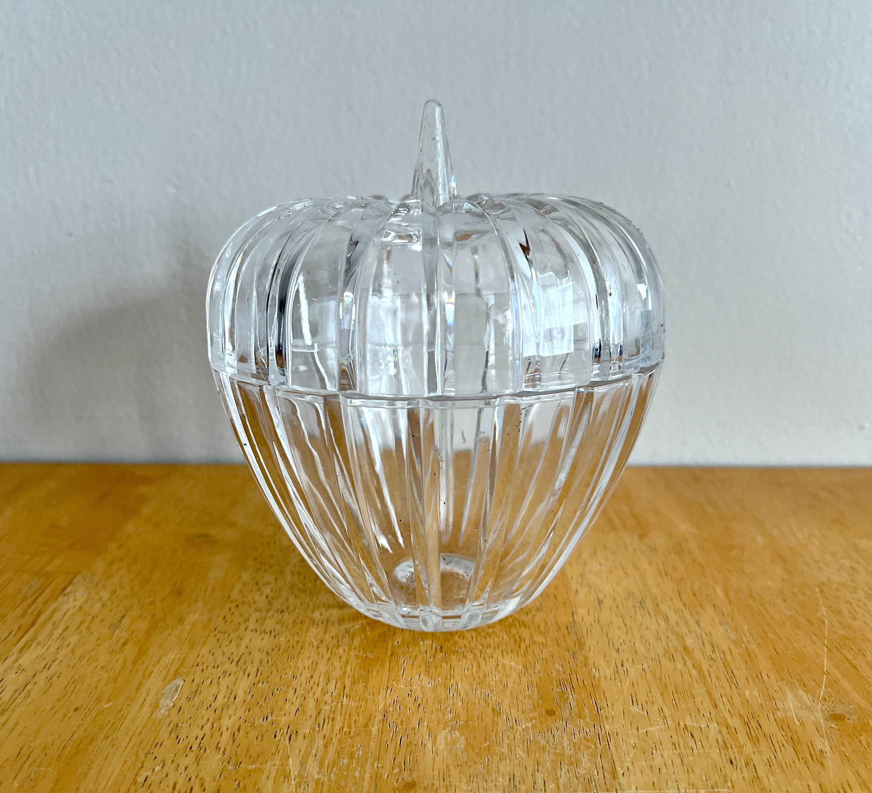 Vintage Crystal Glass Apple Jar Glass Apple Shaped Covered - Etsy