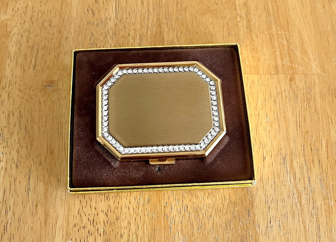 Vintage Avon Metal Compact With Rhinestones Border 50s 60s - Etsy