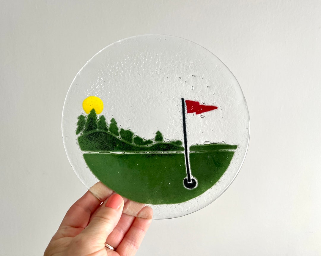 8 Signed Peggy Karr Fused Glass Golf Course Motif Plate - Etsy