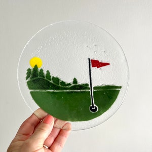 8 Signed Peggy Karr Fused Glass Golf Course Motif Plate - Etsy