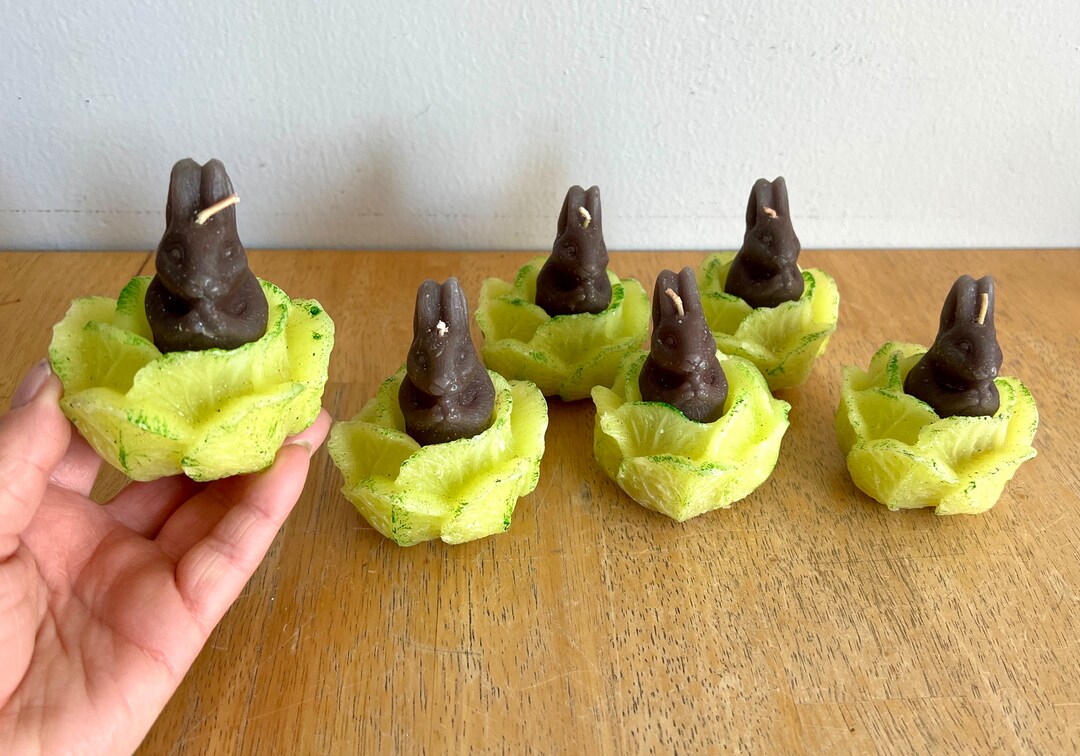 6 Bunny/rabbit in Cabbage Candles, Easter/spring Bunny Candles - Etsy