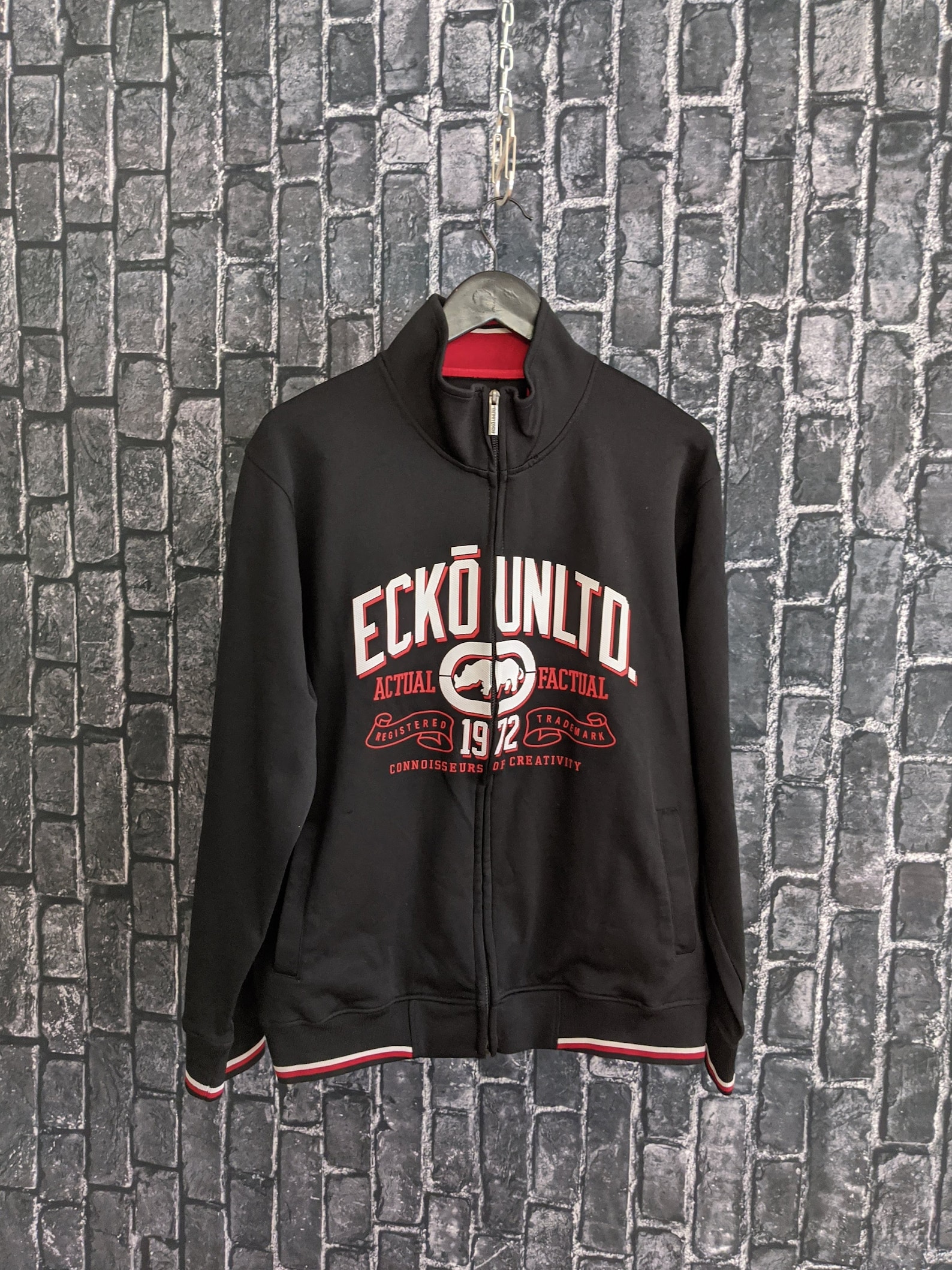 VINTAGE ECKO UNLTD. Logotipo Rojo/Negro Zip-Up Track Chaqueta | Etsy