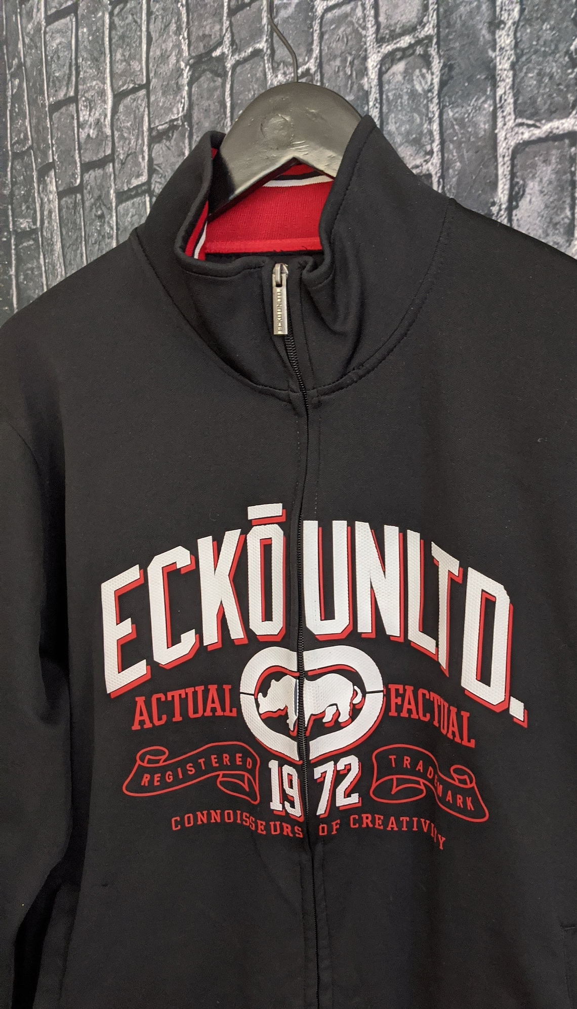 VINTAGE ECKO UNLTD. Logotipo Rojo/Negro Zip-Up Track Chaqueta | Etsy