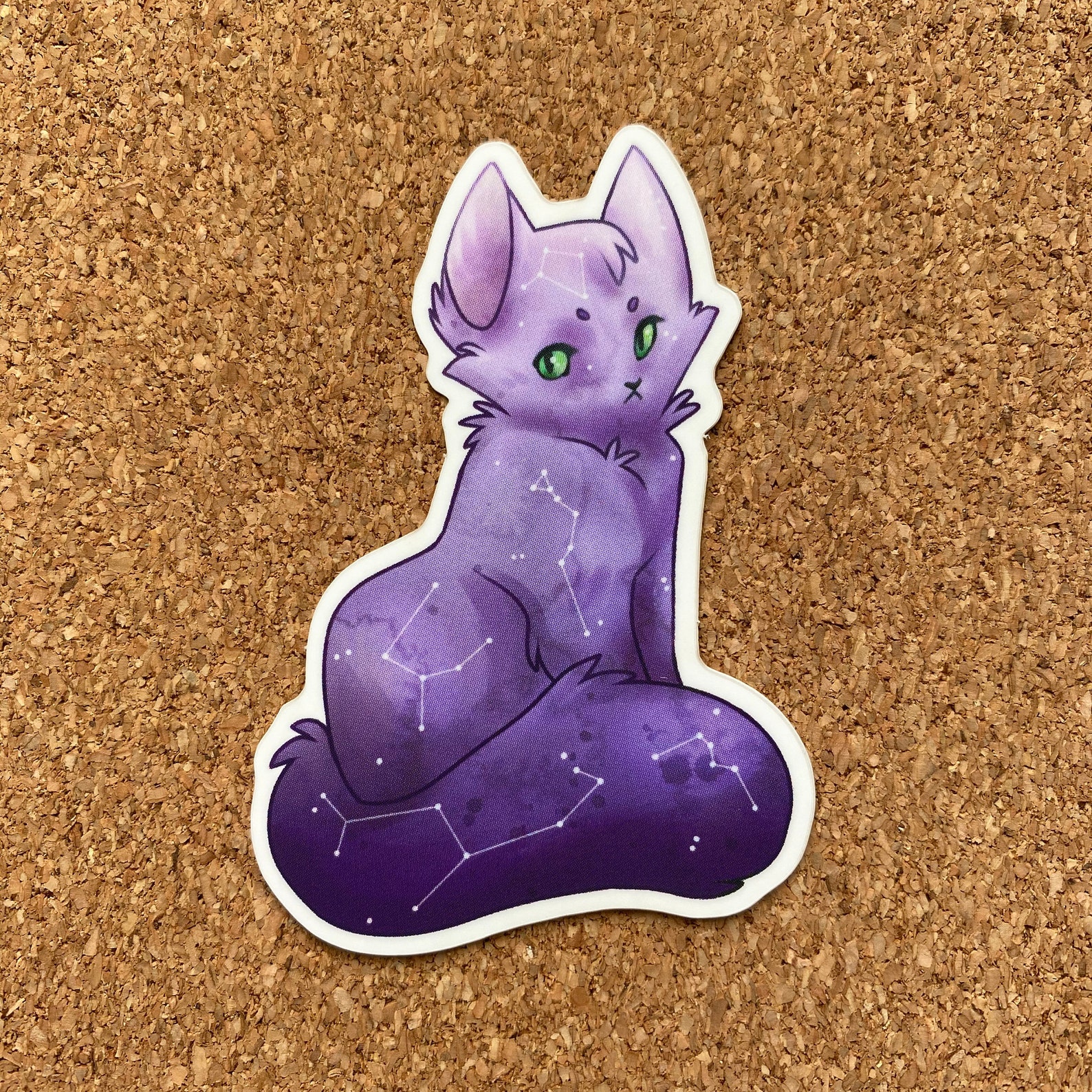 Purple Space Constellation Cat Matte Sticker | Etsy
