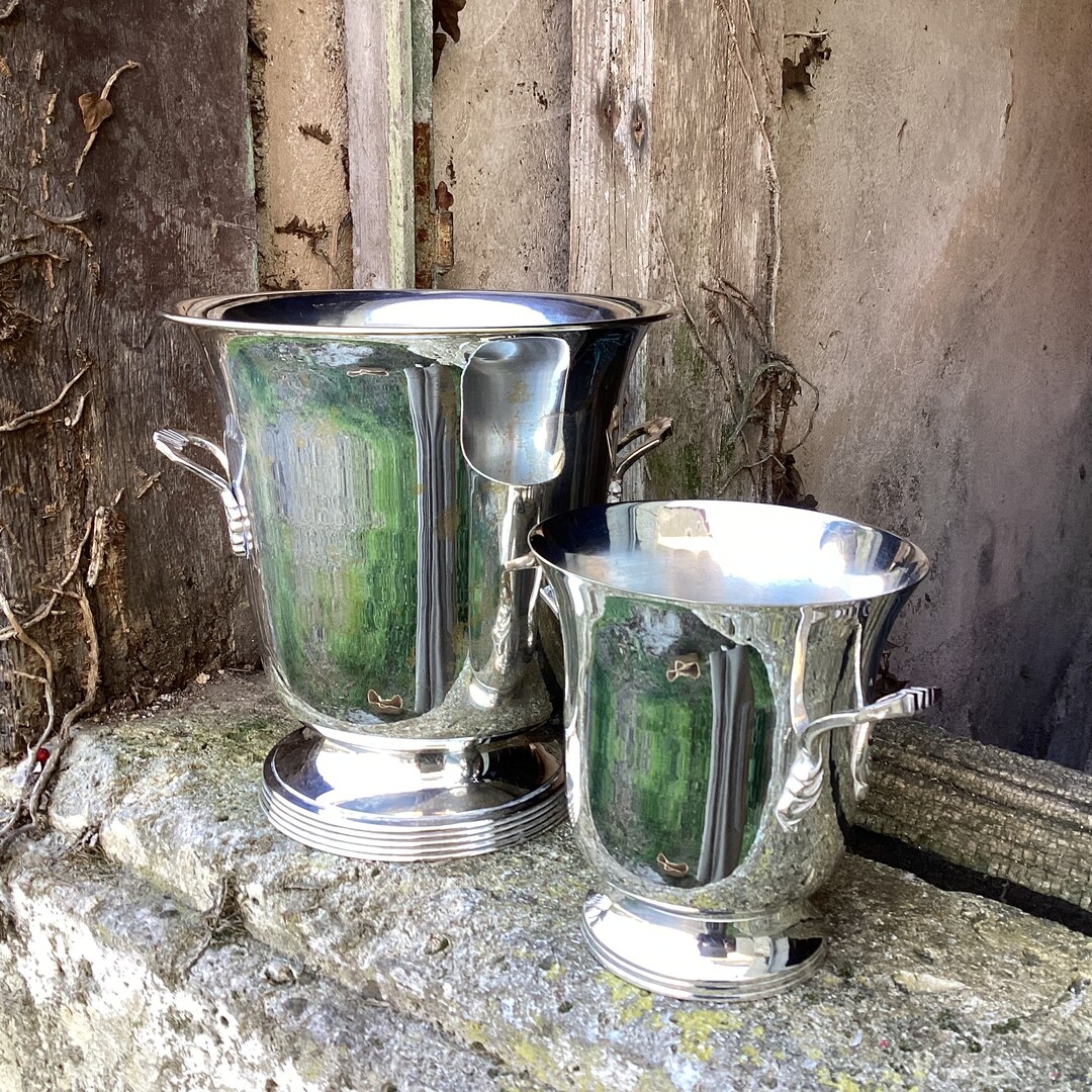 A French Vintage Champagne Bucket and Ice Bucket Set/silver Plated Wine ...