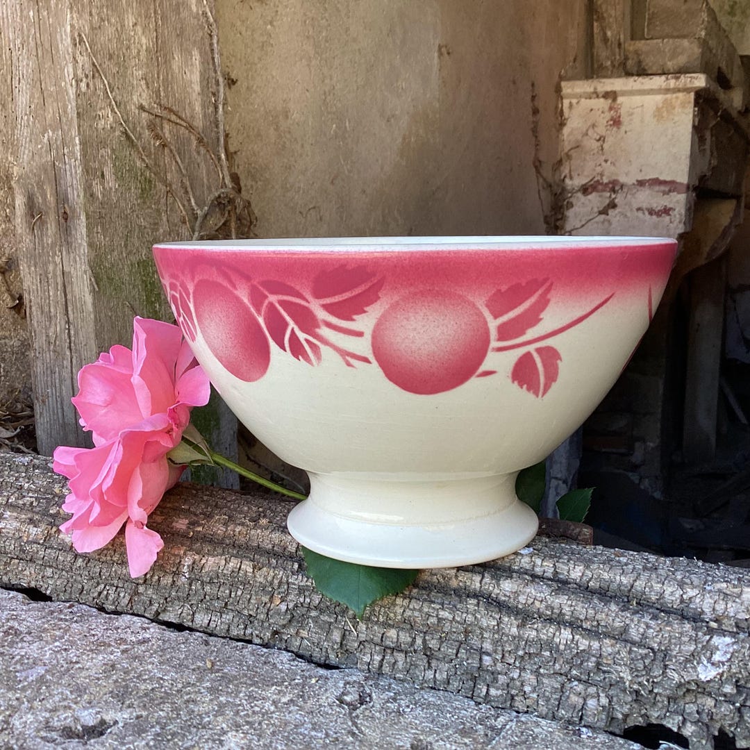 1 Antique Cafe Au Lait Bowl/badonviller Pink Breakfast Bowl/serving ...