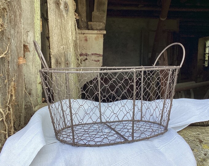 Vintage Chicken Wire Basket/wire Mesh Basket/metal Planter/storage ...