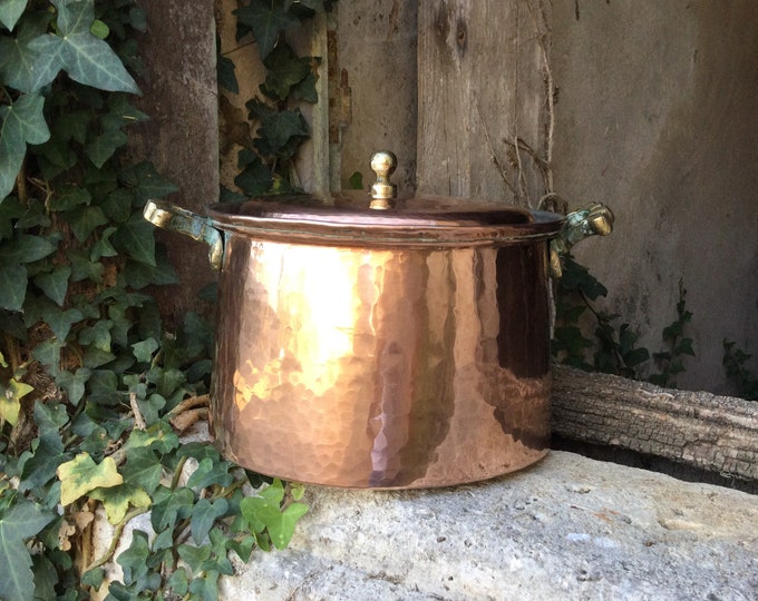 1920’s French Copper Cauldron/lidded Stock Pot/cooking Pot/tin Lined ...