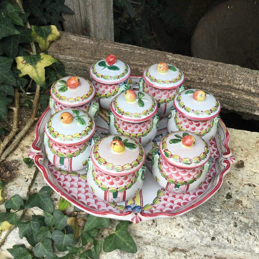 8 Renoleau Chocolate Pots and Serving Dish/french Cream Pot Set/ceramic ...
